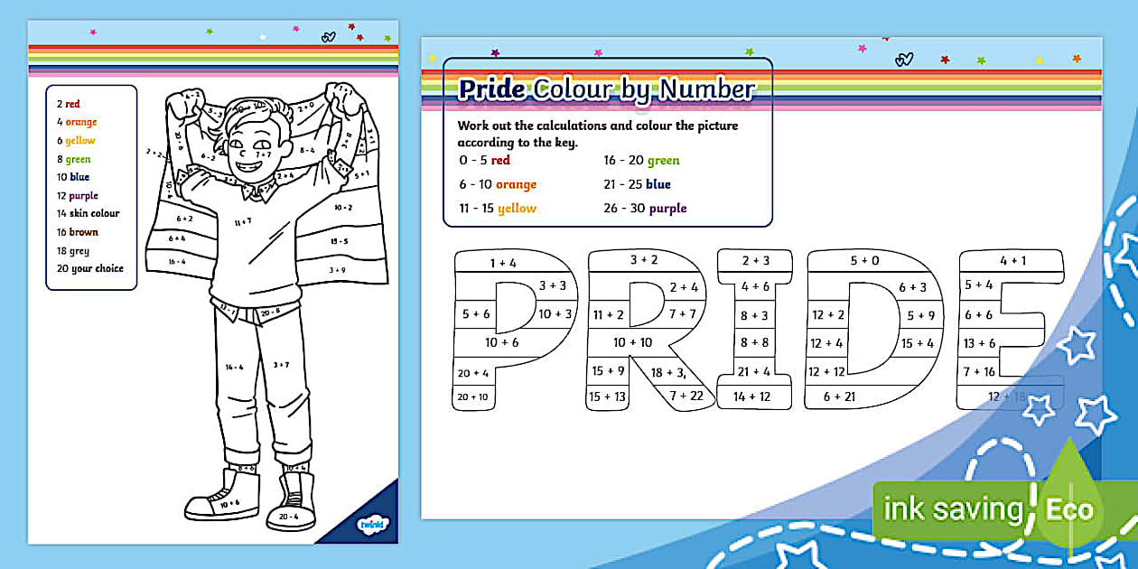 Pride Colour by Number (Ages 5 - 7) (teacher made) - Twinkl