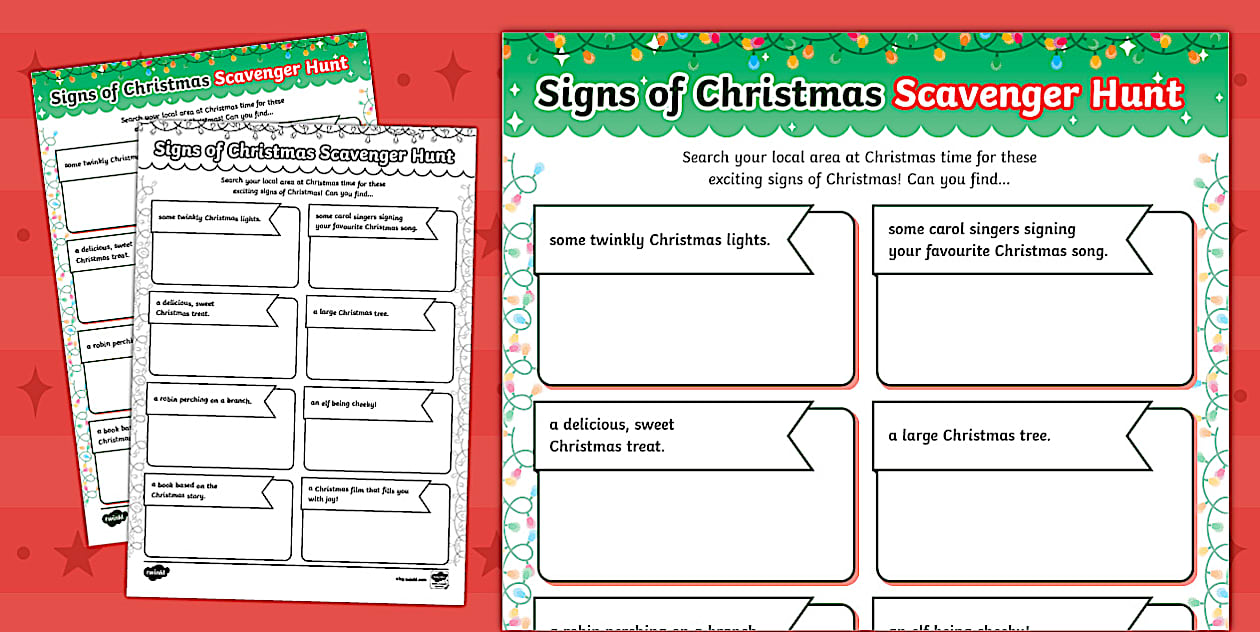 Signs of Christmas Scavenger Hunt (teacher made) - Twinkl