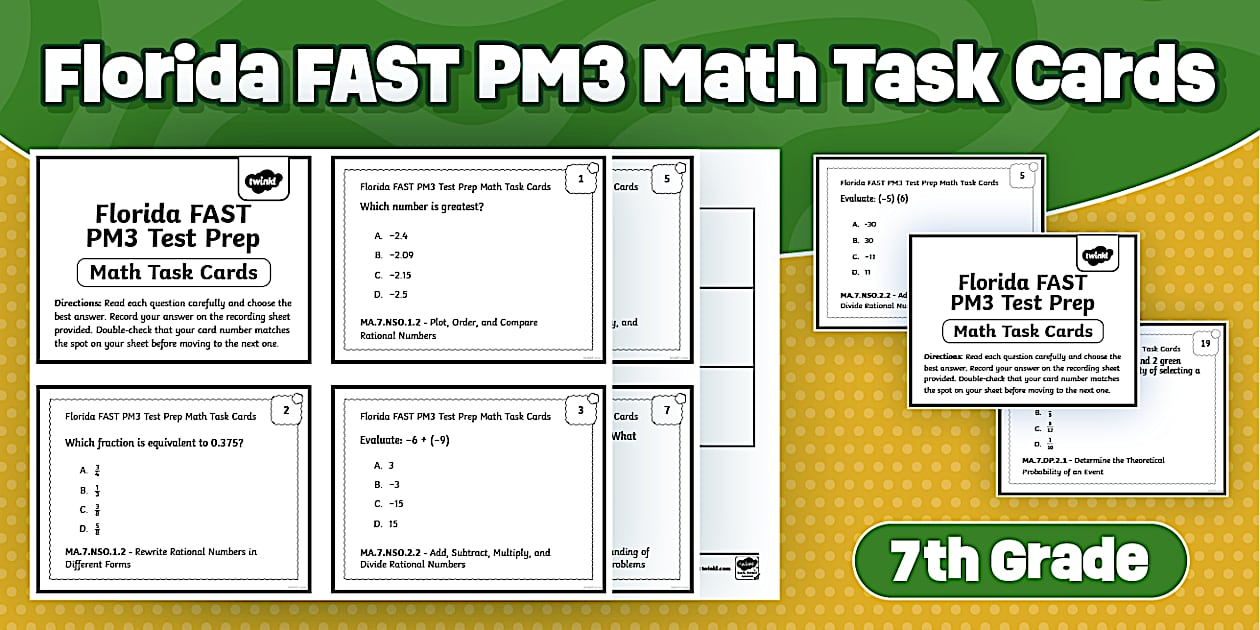 Seventh Grade Florida BEST Test Prep Task Cards