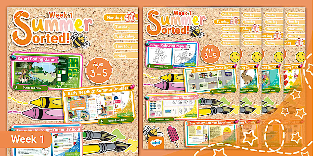 Week 1 Summer Activities Sorted (Ages 3 - 5) (Teacher-Made)