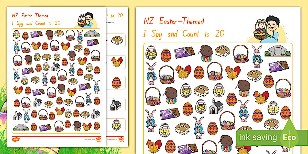 NZ Easter-Themed I Spy Counting to 20 Activity - Twinkl