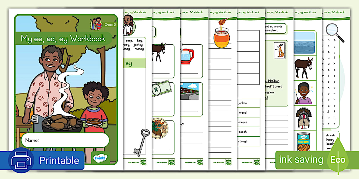 Grade 3 Phonics: ee, ea, ey Workbooks