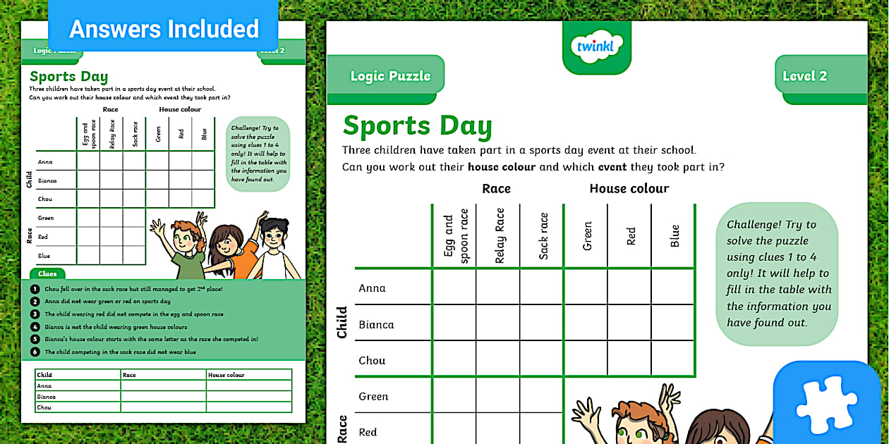 Sports Day Fun Logic Puzzle - Twinkl - Kids Puzzles - Twinkl