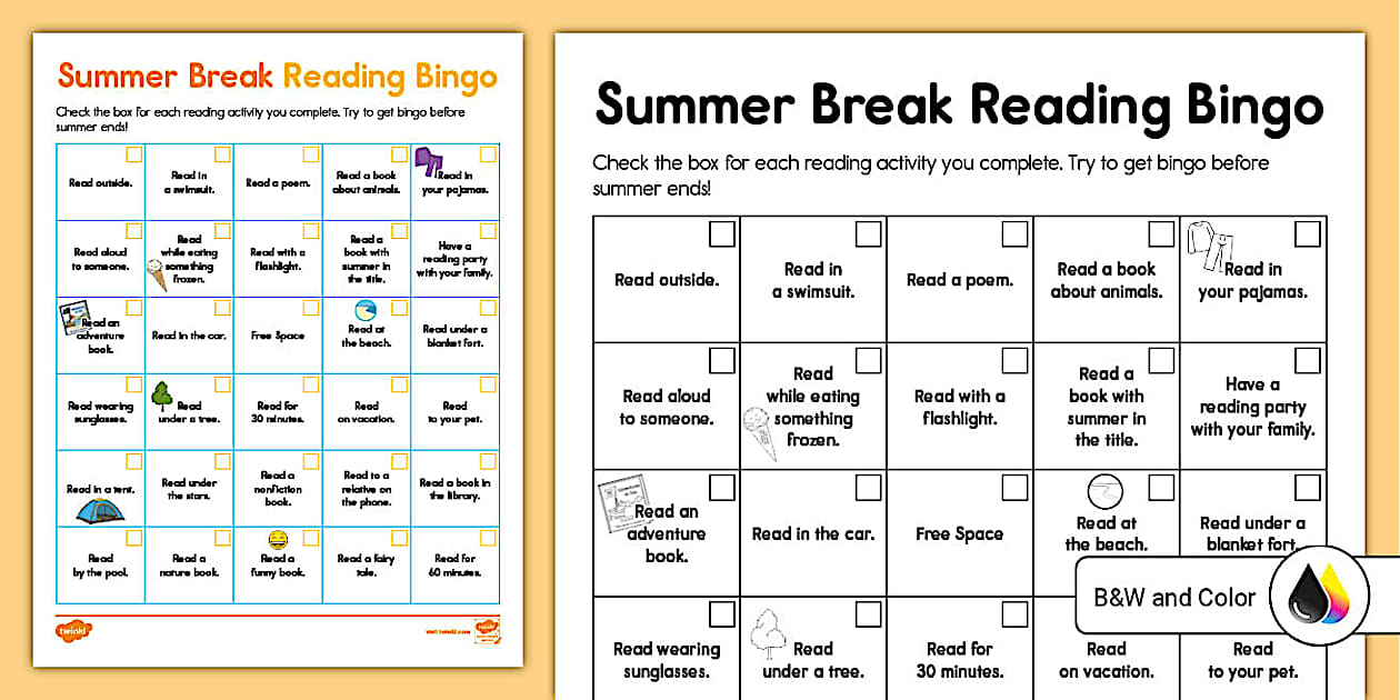 Printable Summer Reading Bingo Grades K-2 - Twinkl USA