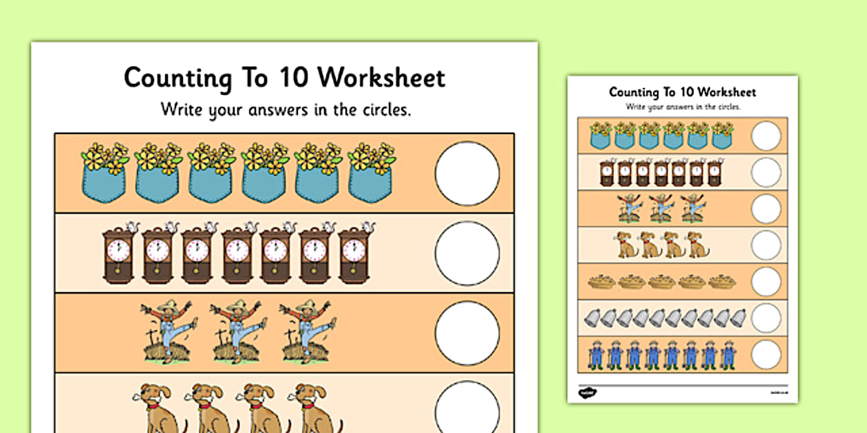 Counting up to 10 Worksheet (teacher made) - Twinkl