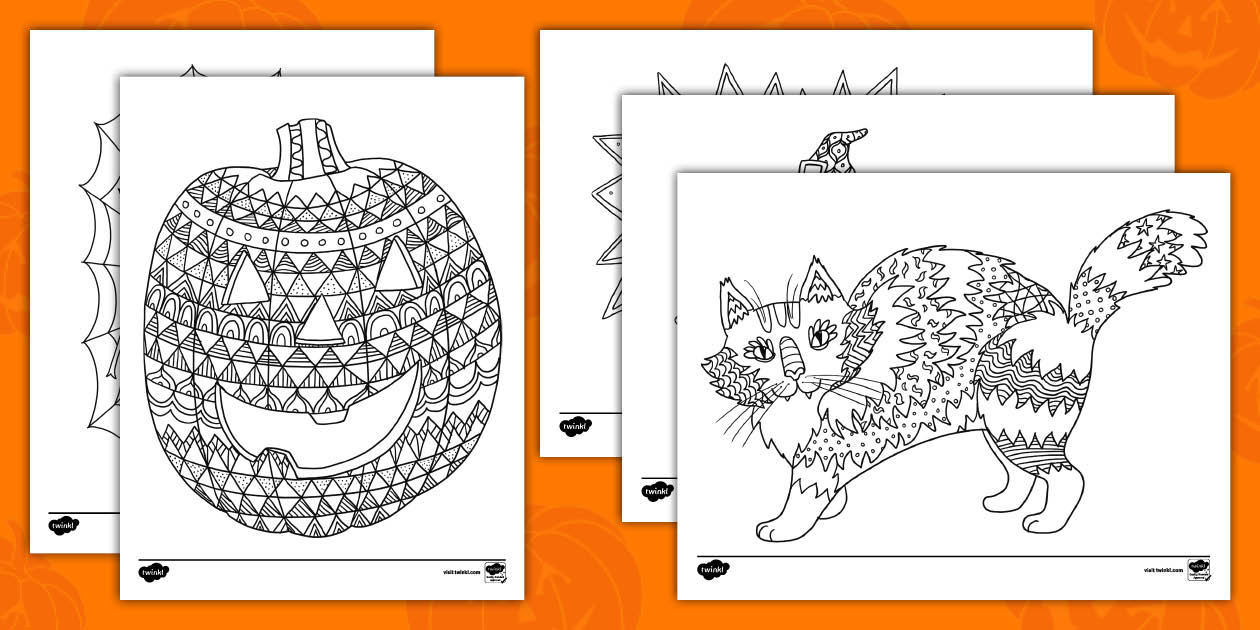 Halloween Mindfulness Coloring Sheets (Teacher-Made)