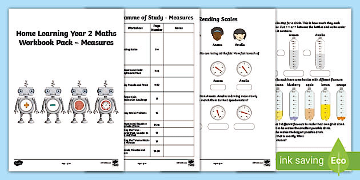 Learning from home Maths Workbook Year 2 Measures Activity Booklet