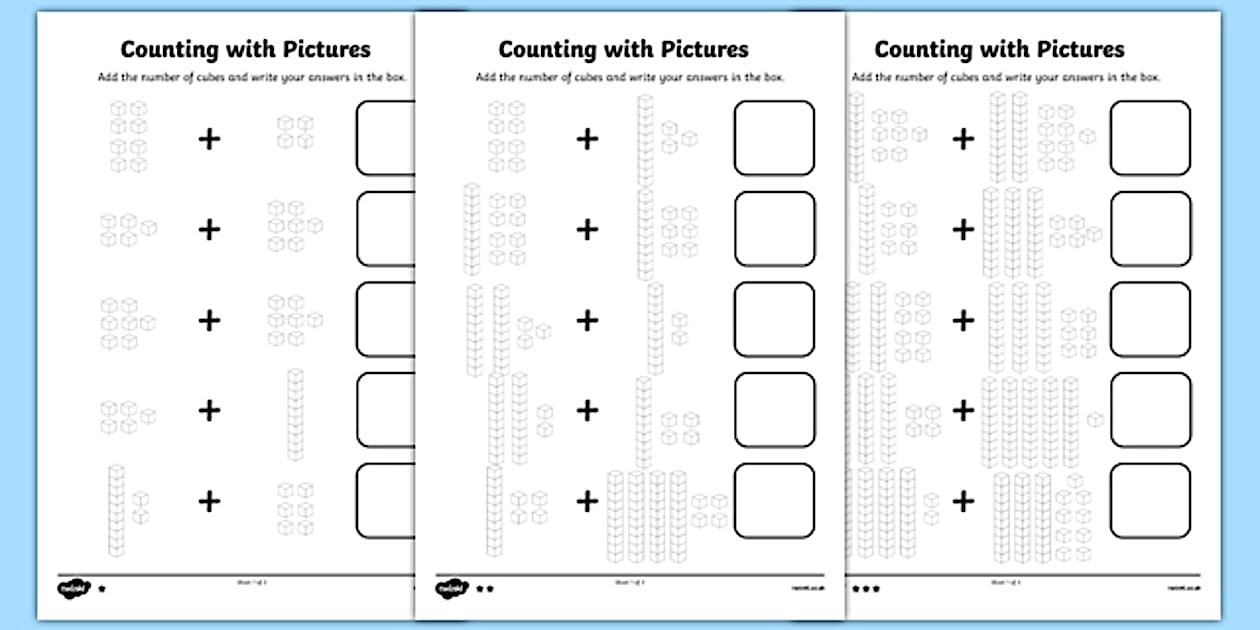 Differentiated Counting Worksheets with Pictures - Twinkl