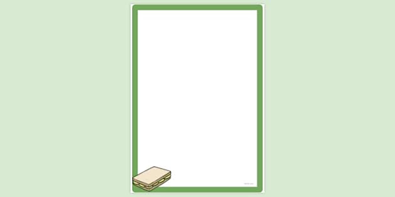 Simple Blank Cucumber Sandwich Whole Page Border | Twinkl