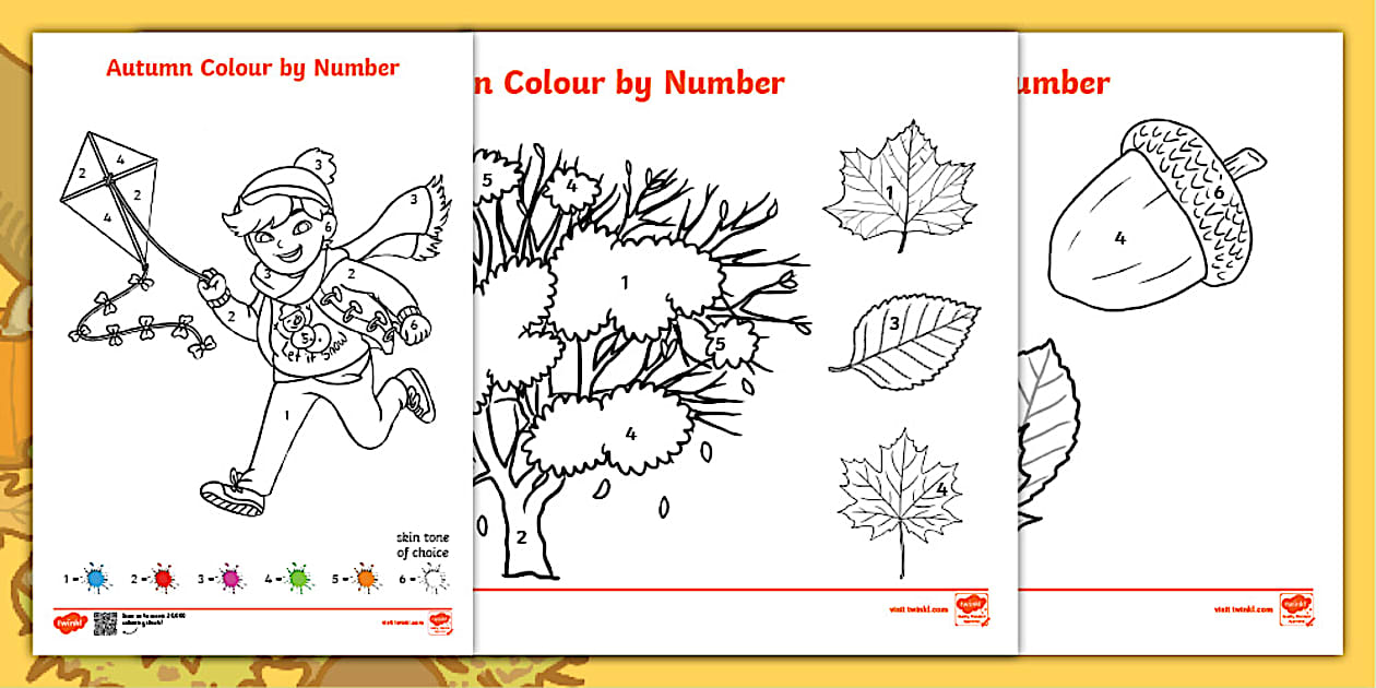 EYFS Autumn Colour by Number Twinkl Maths (teacher made)