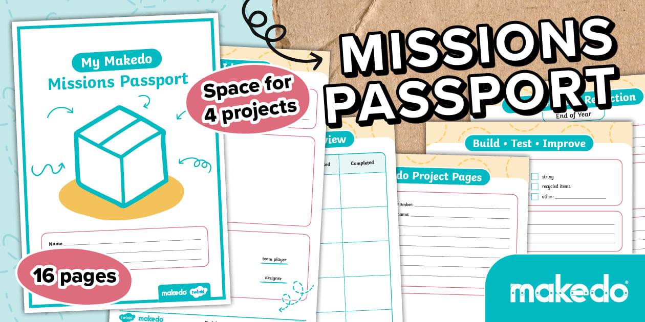 Twinkl Australia Years 3-6 Makedo Missions Passport for STEM Projects