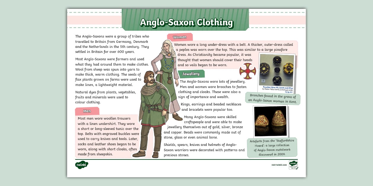 Anglo-Saxon Clothing KS2 Fact File (Hecho por educadores)