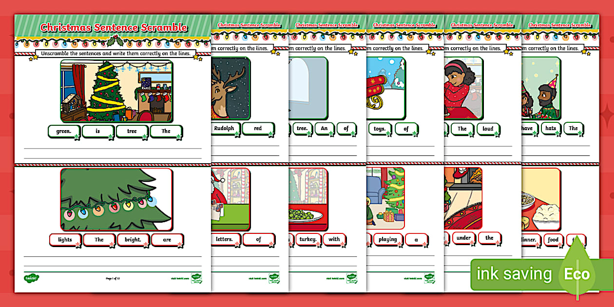 Christmas Sentence Scramble Activities (teacher made)