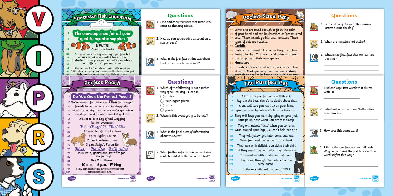 60-Second Reads | All About Pets Activity Pack | Twinkl KS1