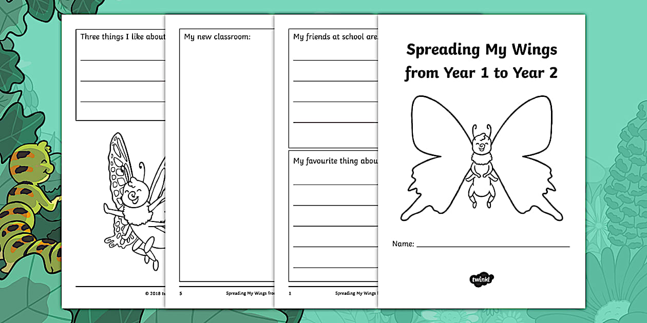 Editable Spreading My Wings from Year 1 to Year 2 Transition Activity Booklet