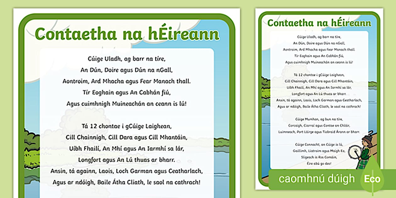 Counties of Ireland Poem Gaeilge (professor feito) - Twinkl