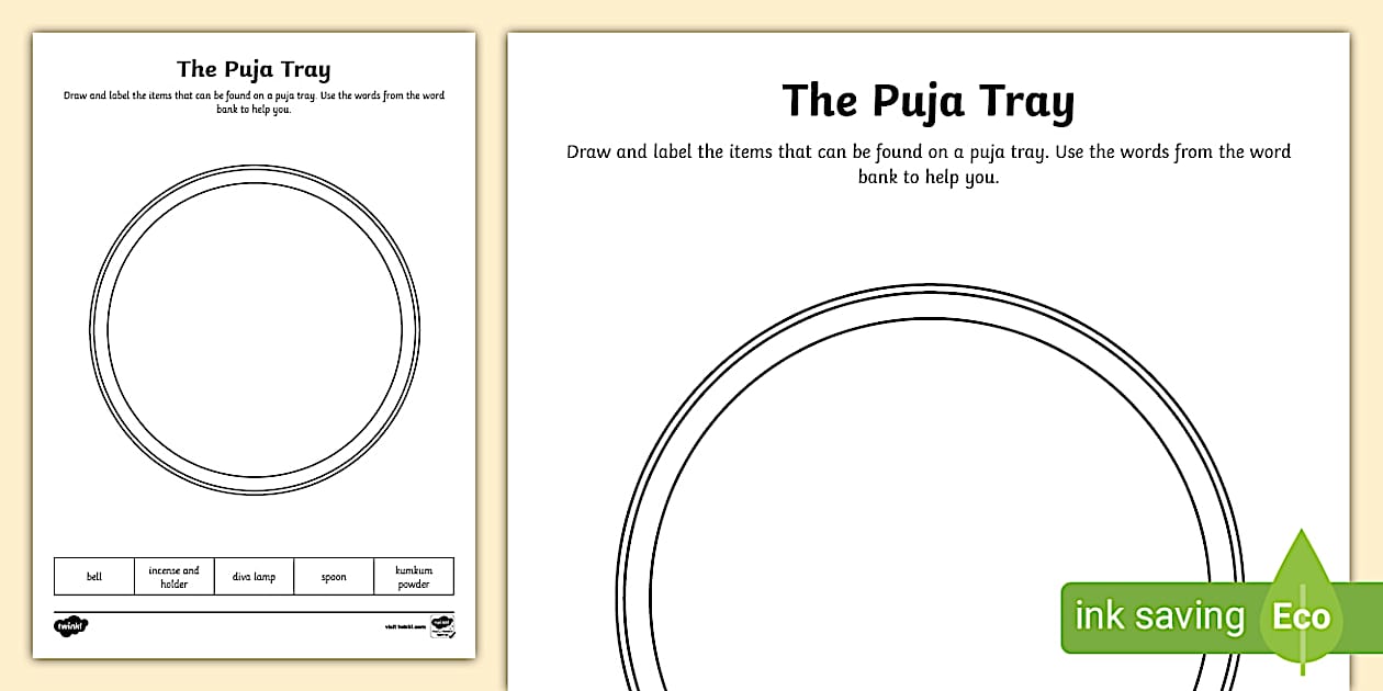 Puja Tray Activity Sheet (teacher made) - Twinkl