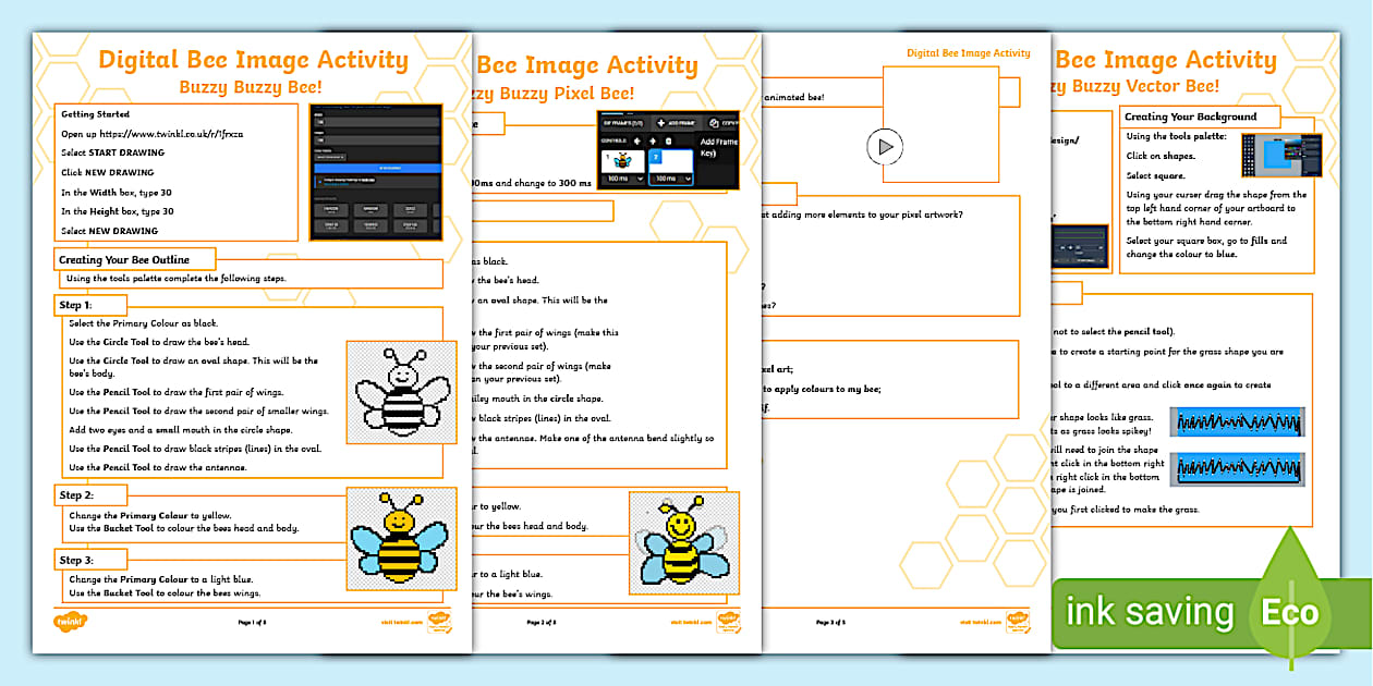 KS2 Digital Bee Image Activity - Twinkl - Computing - Twinkl