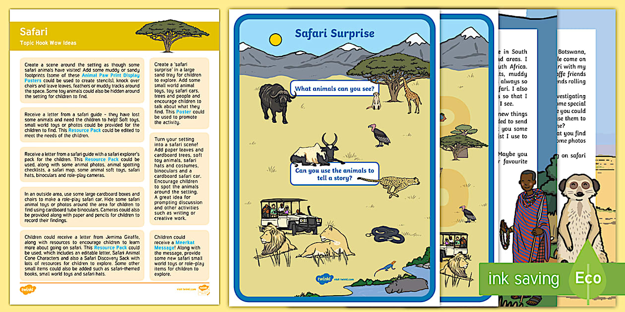 Safari Topic Hook Wow Ideas and Resource Pack (teacher made)