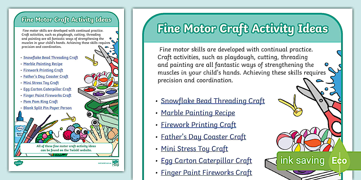 Fine Motor Craft Ideas Display Poster | Australia