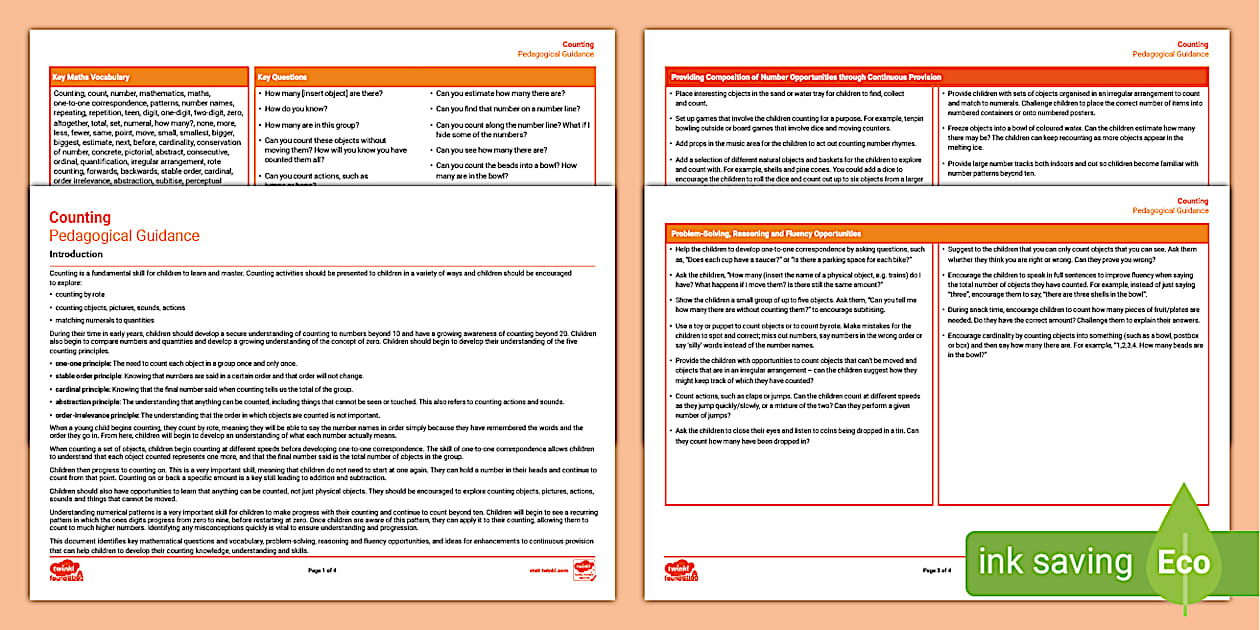 Early Years Pedagogy Guidance for Maths: Counting (New EYFS 2021)