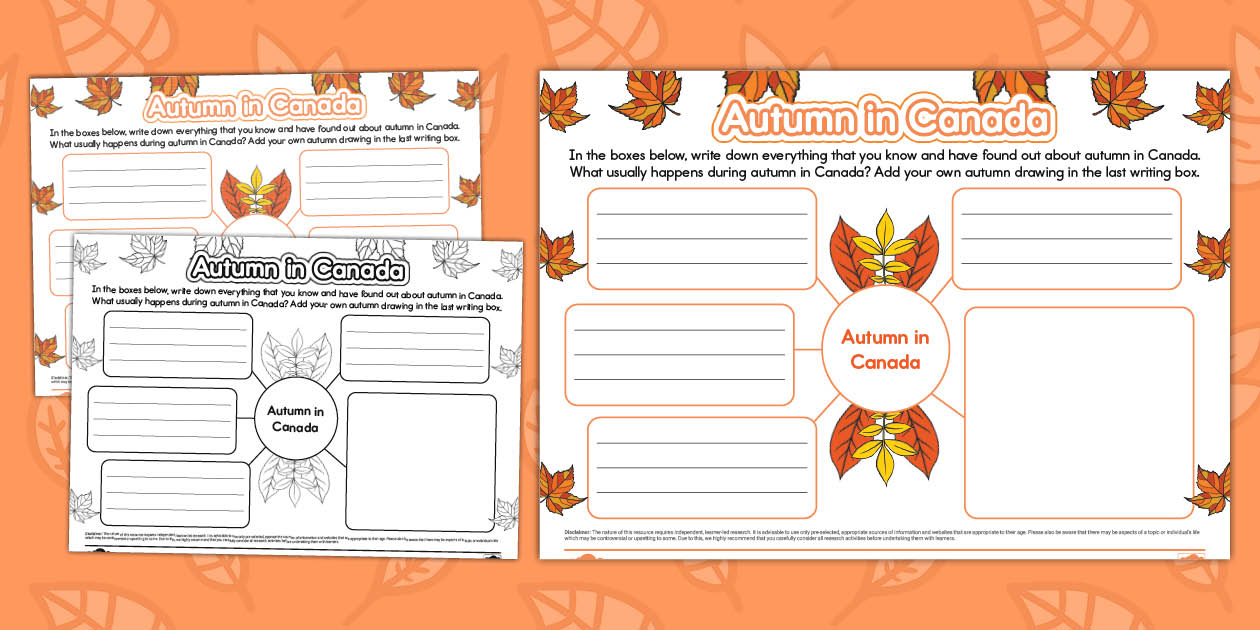 Autumn in Canada Mind Map (teacher made) - Twinkl