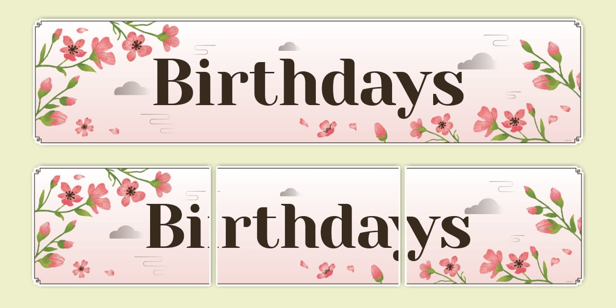 Sakura Themed Birthdays Display Banner - Twinkl