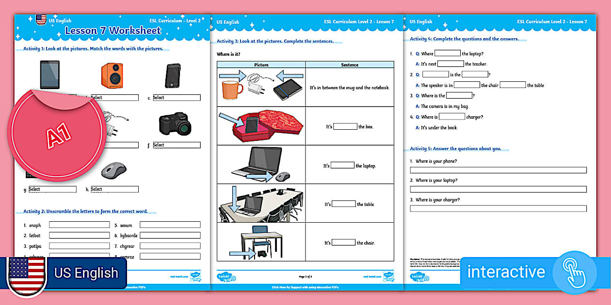 ESL Curriculum (US-English) Level 2 Lesson 7 Interactive PDF
