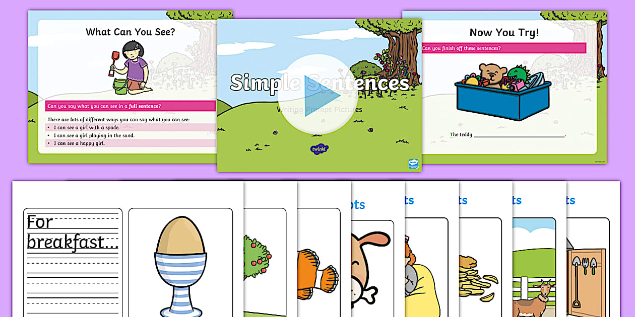 KS1 Simple Sentence Writing Picture Prompts Activity Pack