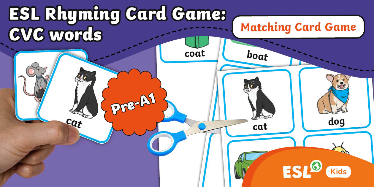 ESL Rhyming Words Card Game for Kids