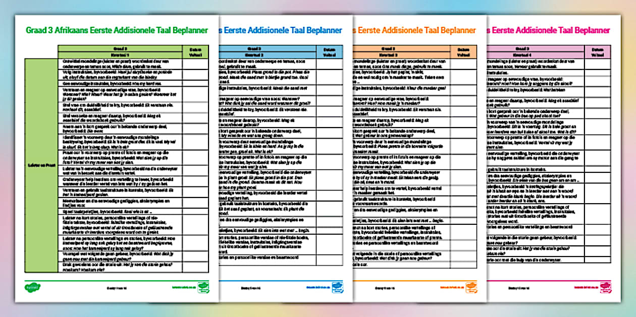 Graad 3 Afrikaans Eerste Addisionele Taal Beplanner