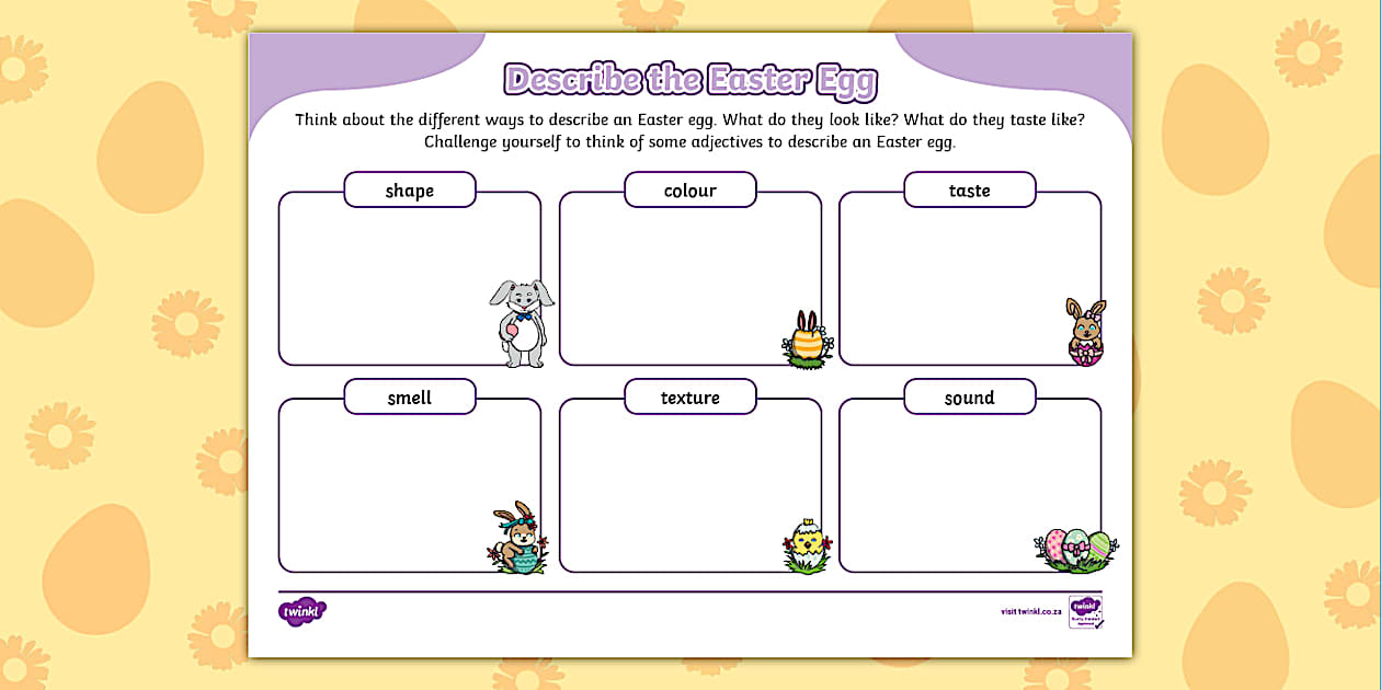 * NEW * Easter Egg Adjectives Worksheet - Twinkl