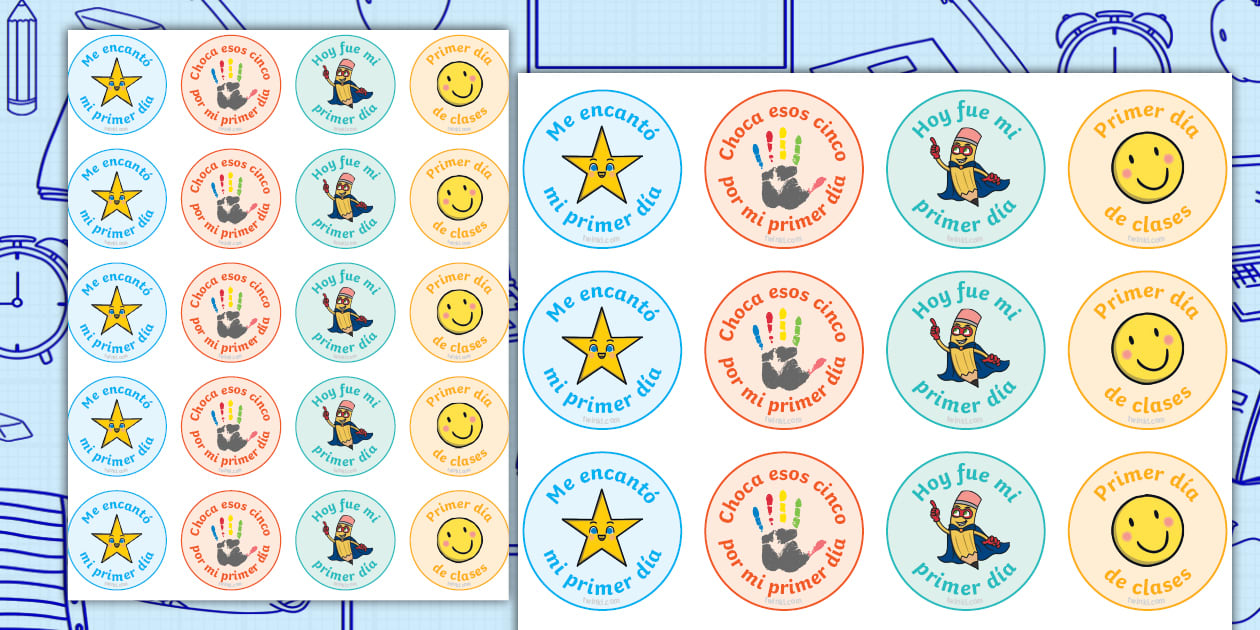 Stickers: mi primer día de clases - Twinkl