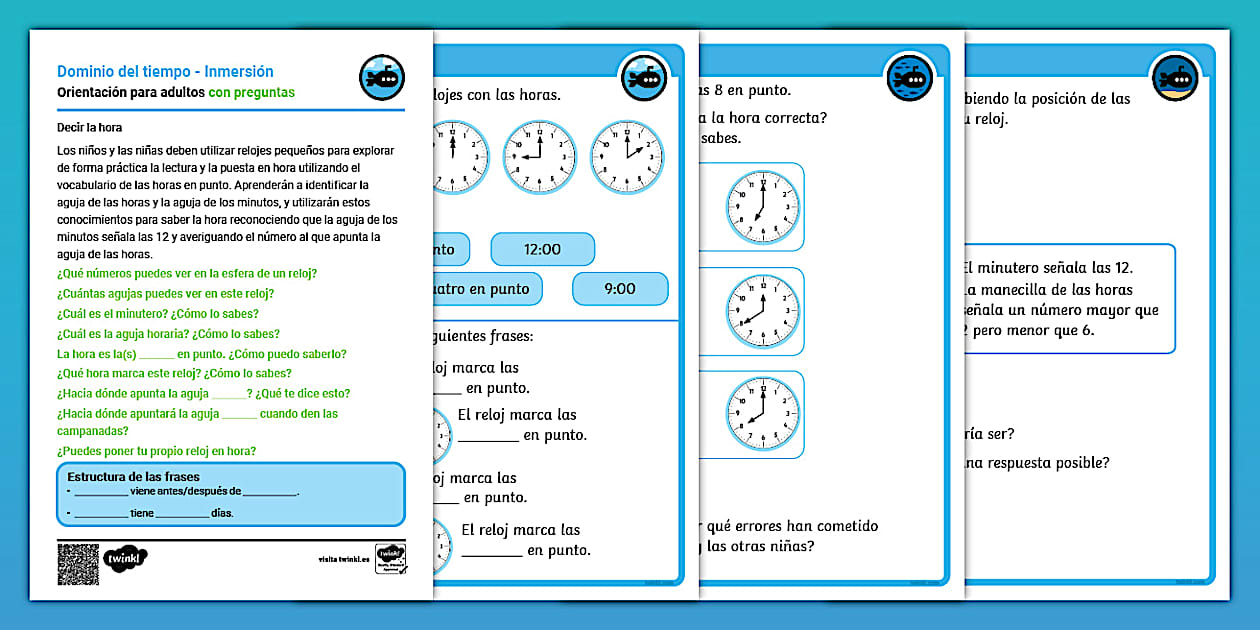 Dominio de la hora en 1º de Primaria: Unidad 5 - Tarjetas para decir la ...