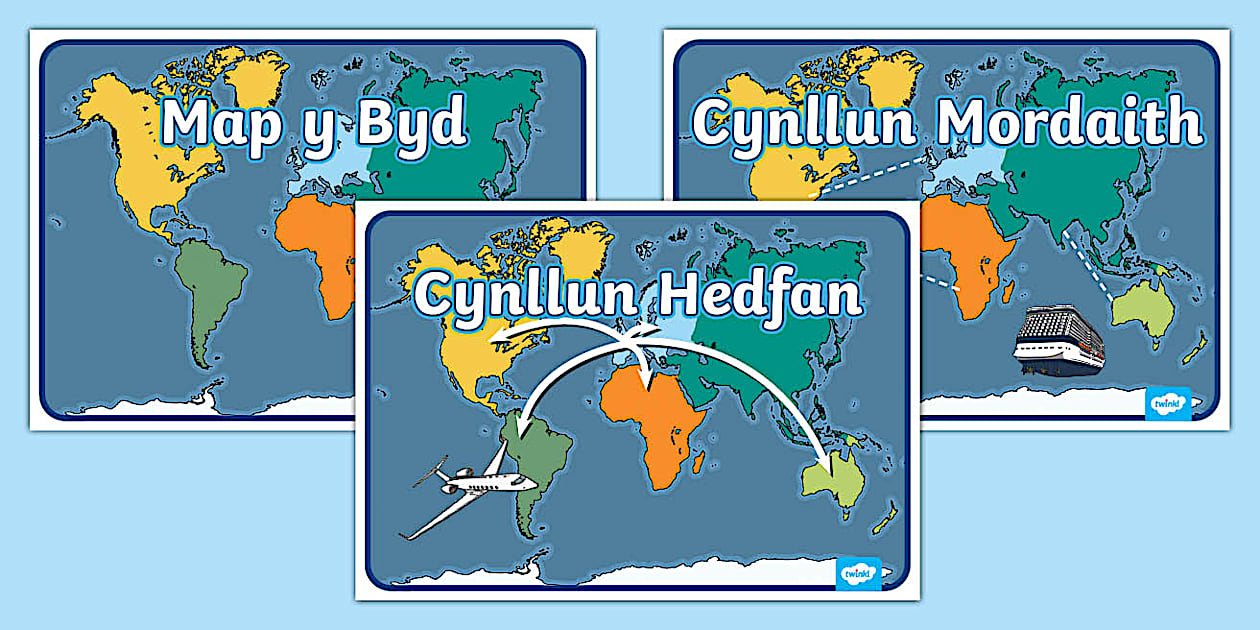 Posteri Map o'r Byd (teacher made) - Twinkl
