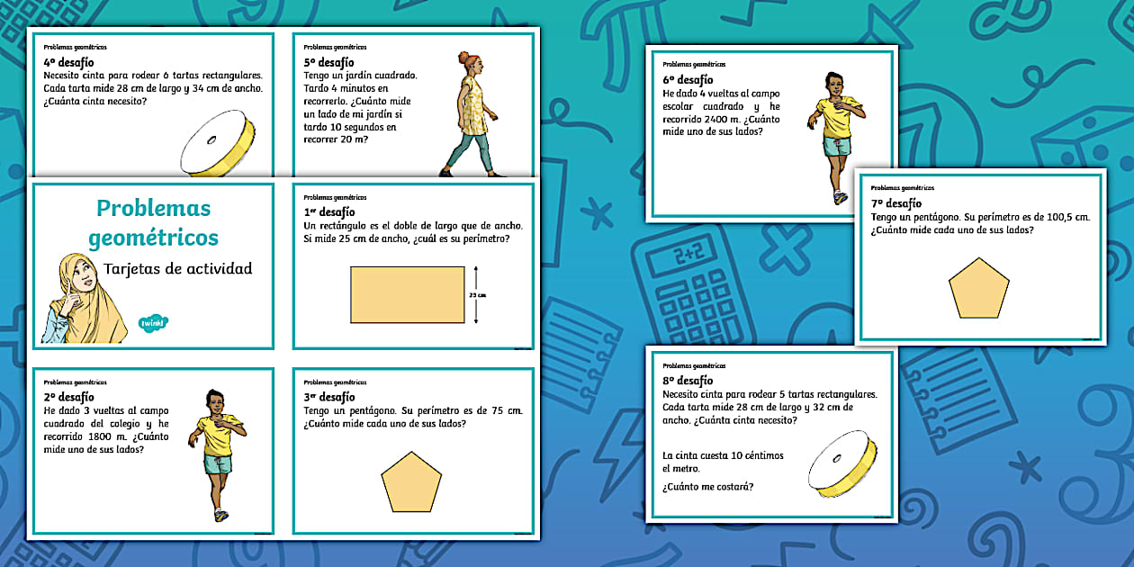 Tarjetas de actividad: Problemas geométricos - Twinkl