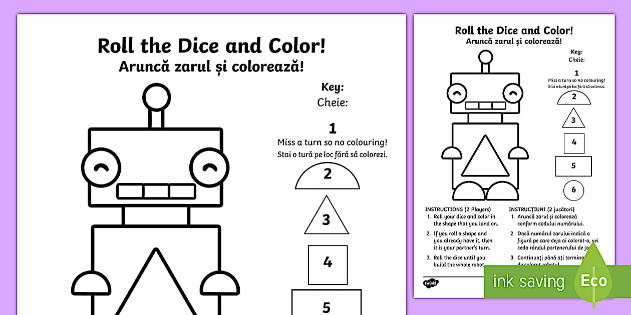 Shape Rolling Worksheet / Worksheet English/Romanian