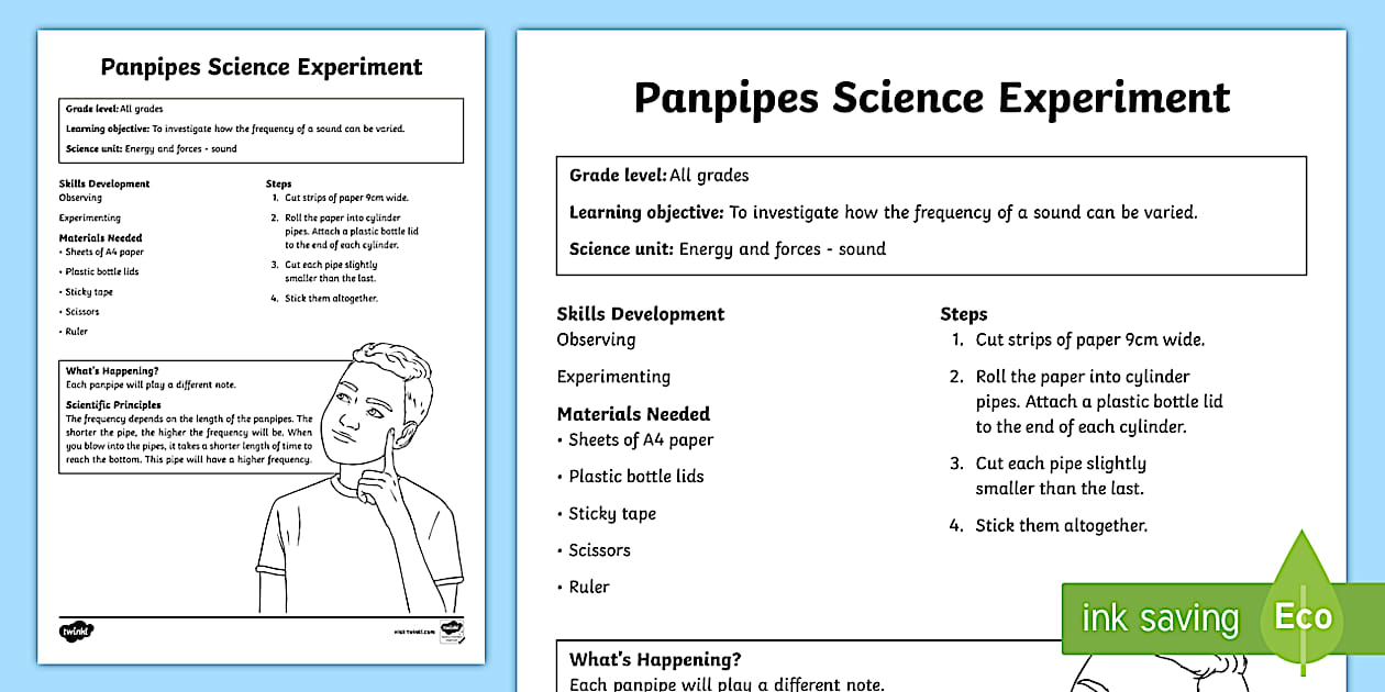 Panpipes Science Experiment - Twinkl