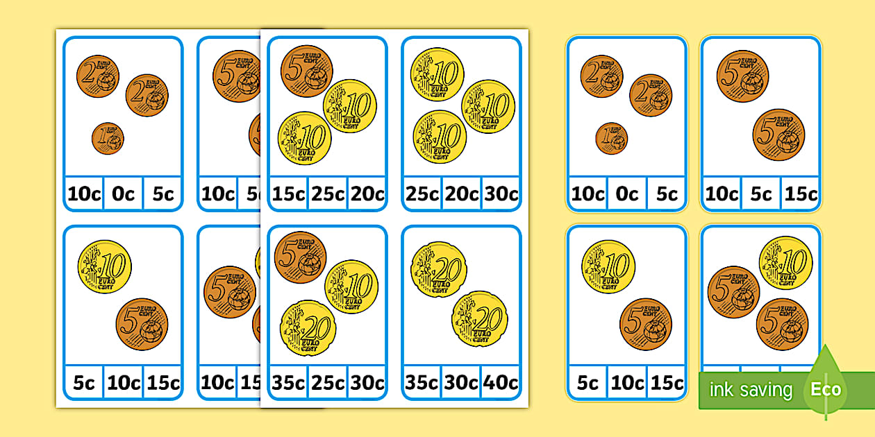 Editable First Class Euro Amounts Peg Cards - Twinkl