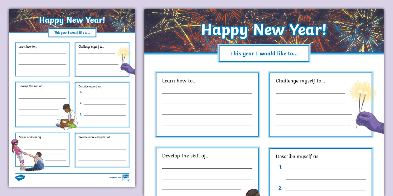 Happy New Year- Growth Mindset Writing Activity KS2 - Twinkl