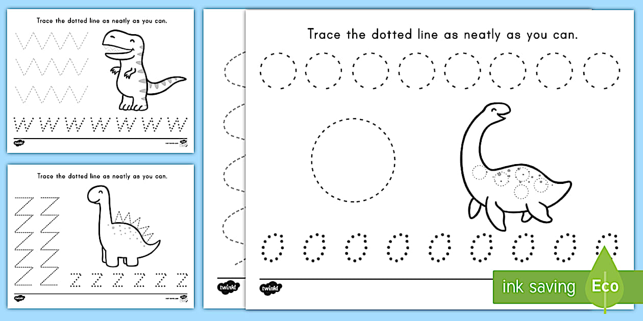 Dinosaur Pencil Control Worksheets for Kids | Twinkl USA