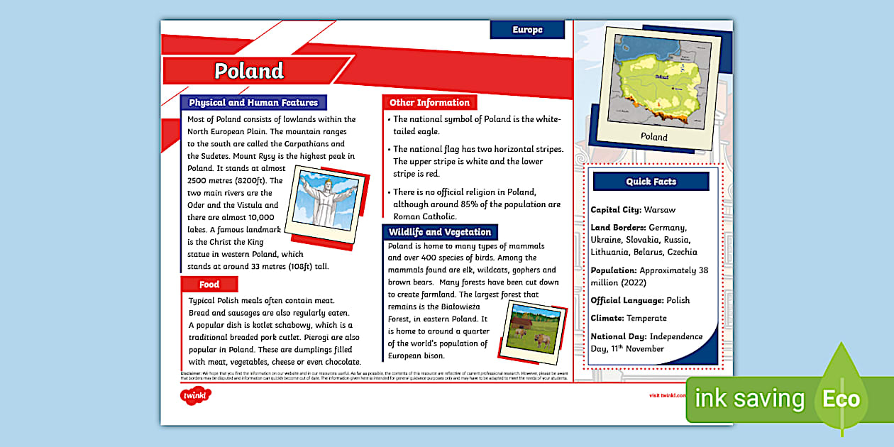 KS2 Poland Fact File - Geography - Twinkl