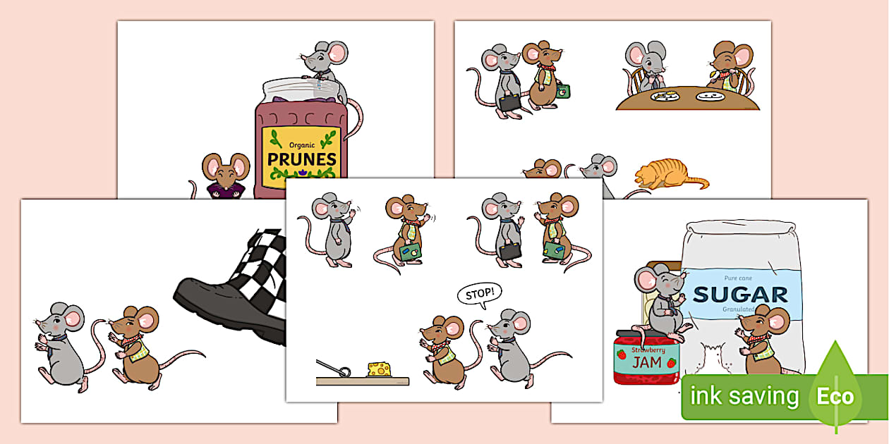 The Town Mouse and the Country Mouse Story Cut Outs - Twinkl