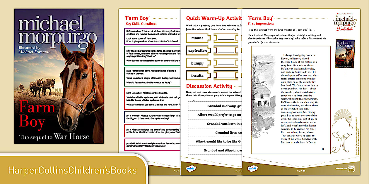 FREE! - ‘Farm Boy’ Michael Morpurgo Activity Pack | Twinkl Resources