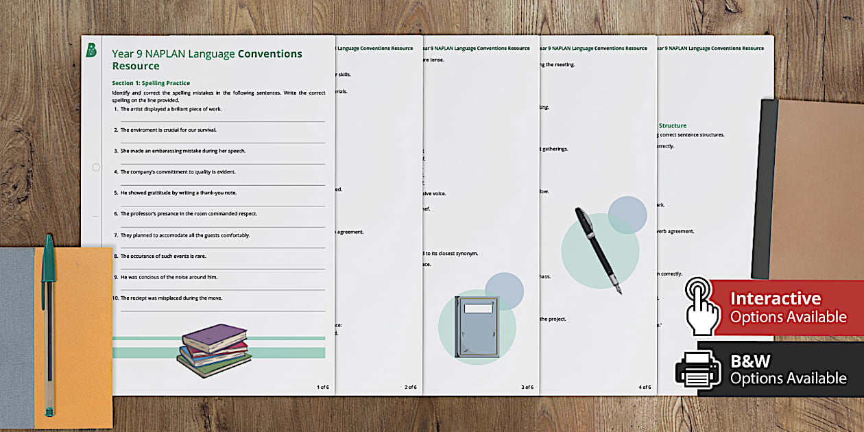 Year 9 NAPLAN Language Conventions Resource (teacher made)
