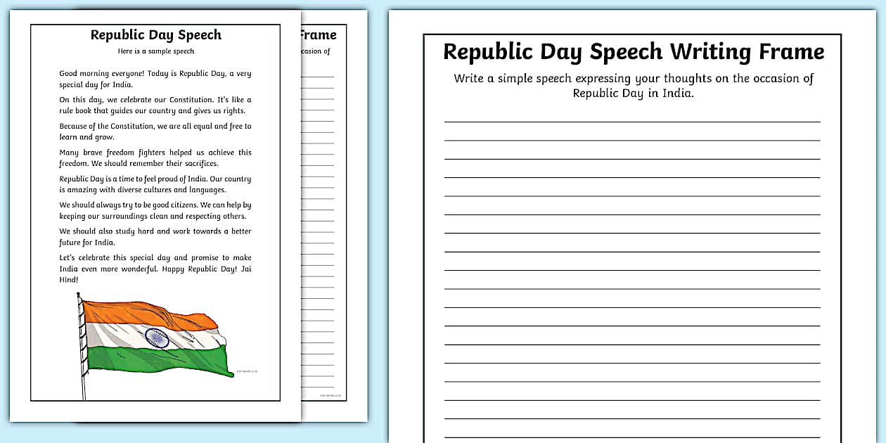 * NEW * Indian Republic Day Speech Writing Frame - Twinkl