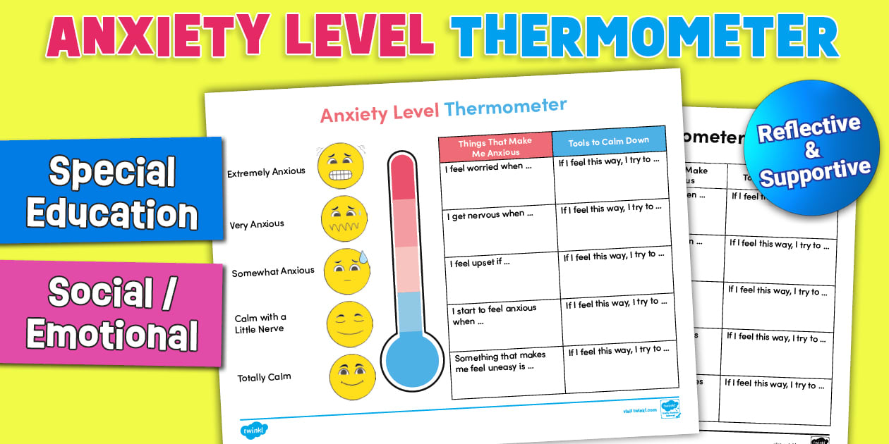 Anxiety Level Thermometer Worksheet for Special Education
