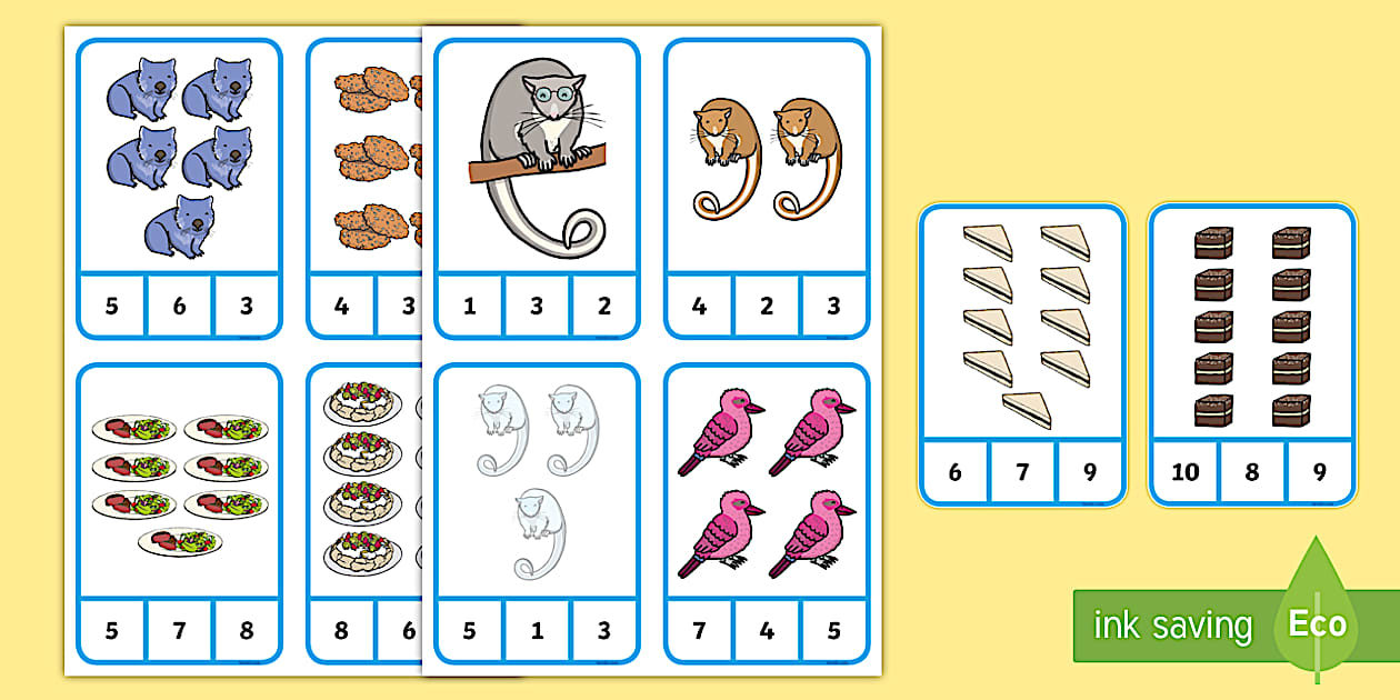 SA Bush Magic Peg Counting 1 - 10 Number Cards - Twinkl