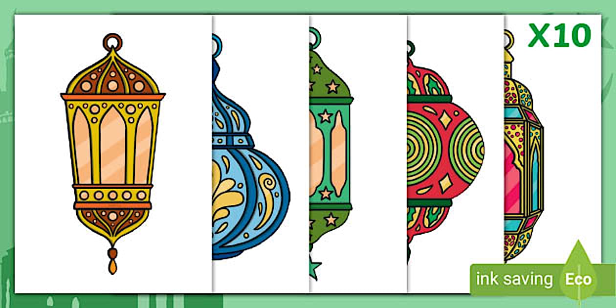 Ten Colourful Lanterns for Ramadan Decoration (teacher made)