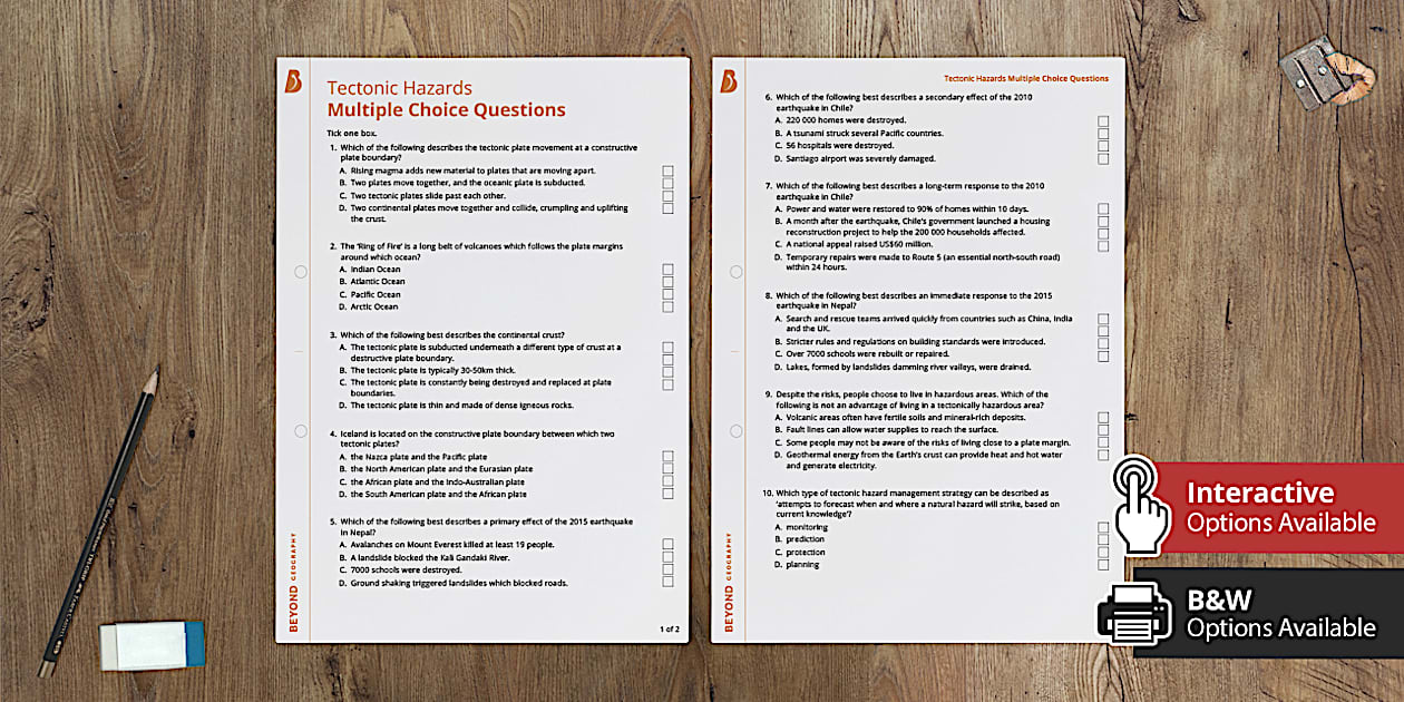Tectonic Hazards Multiple Choice Questions |Beyond Geography